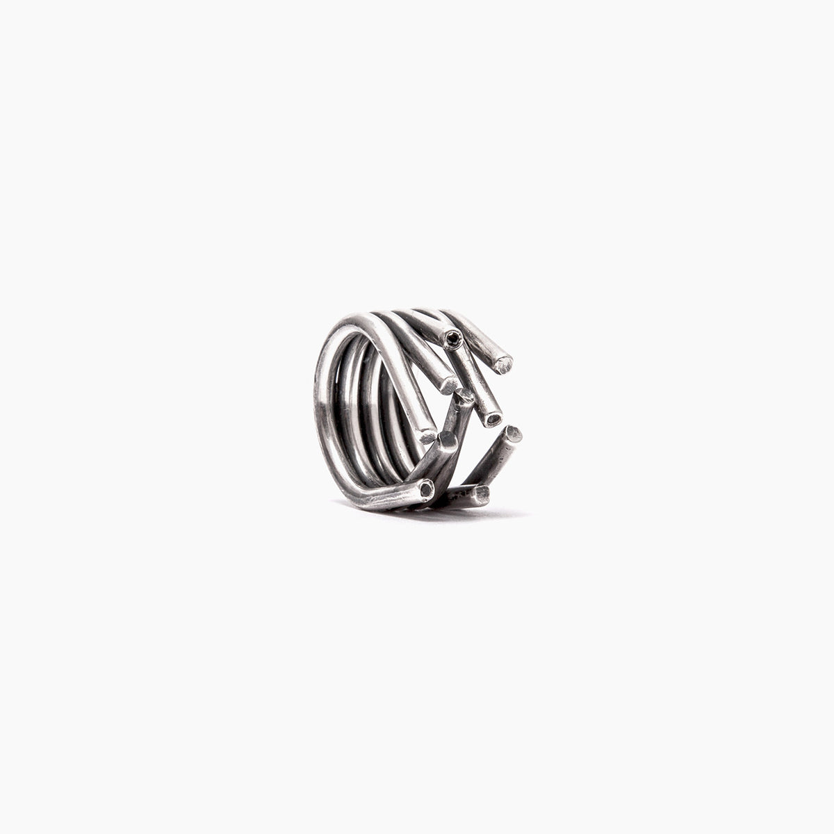Chaotic | Silver Ring with Black Diamonds – INNAN Jewellery